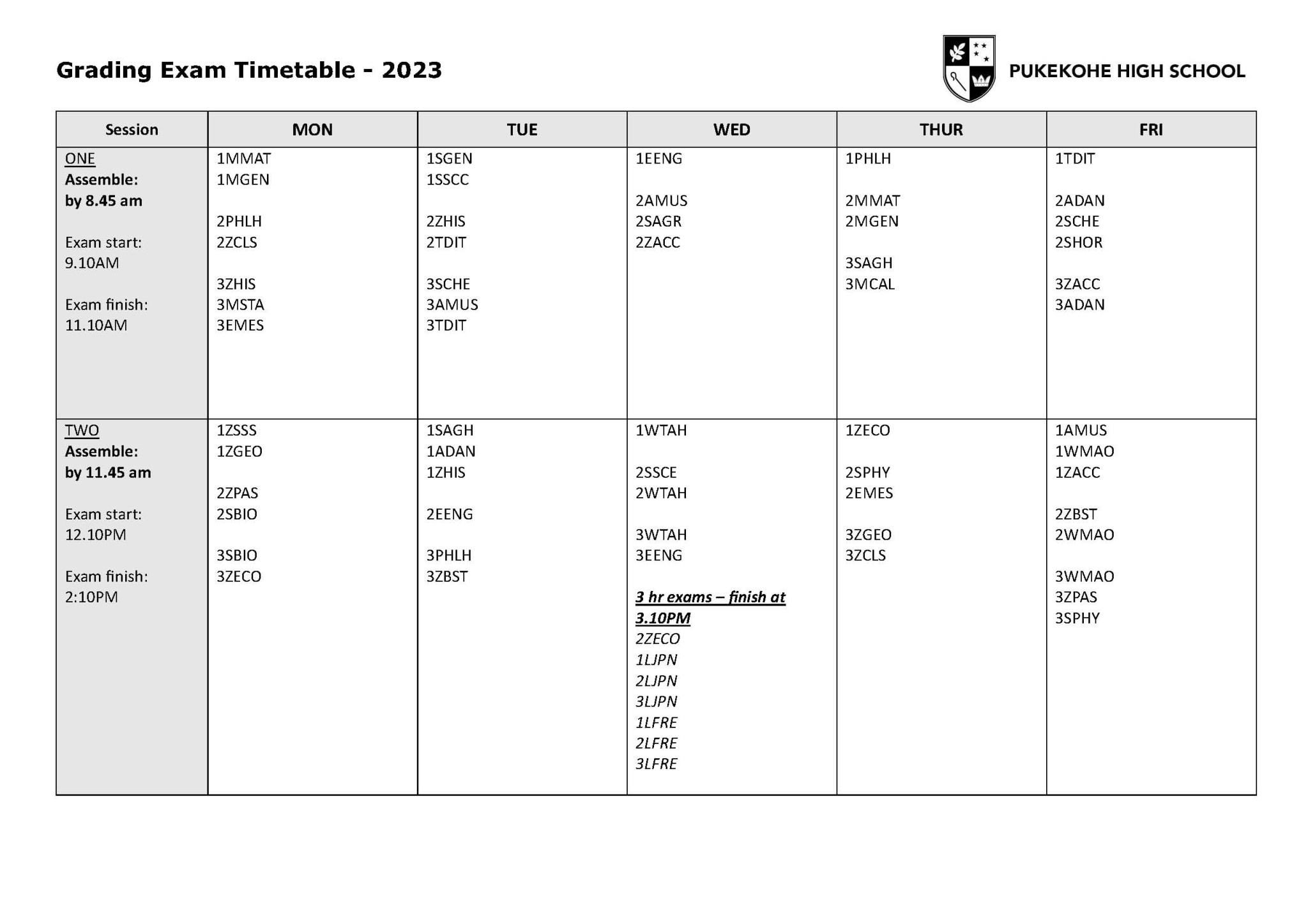 NCEA / Assessment - Pukekohe High School